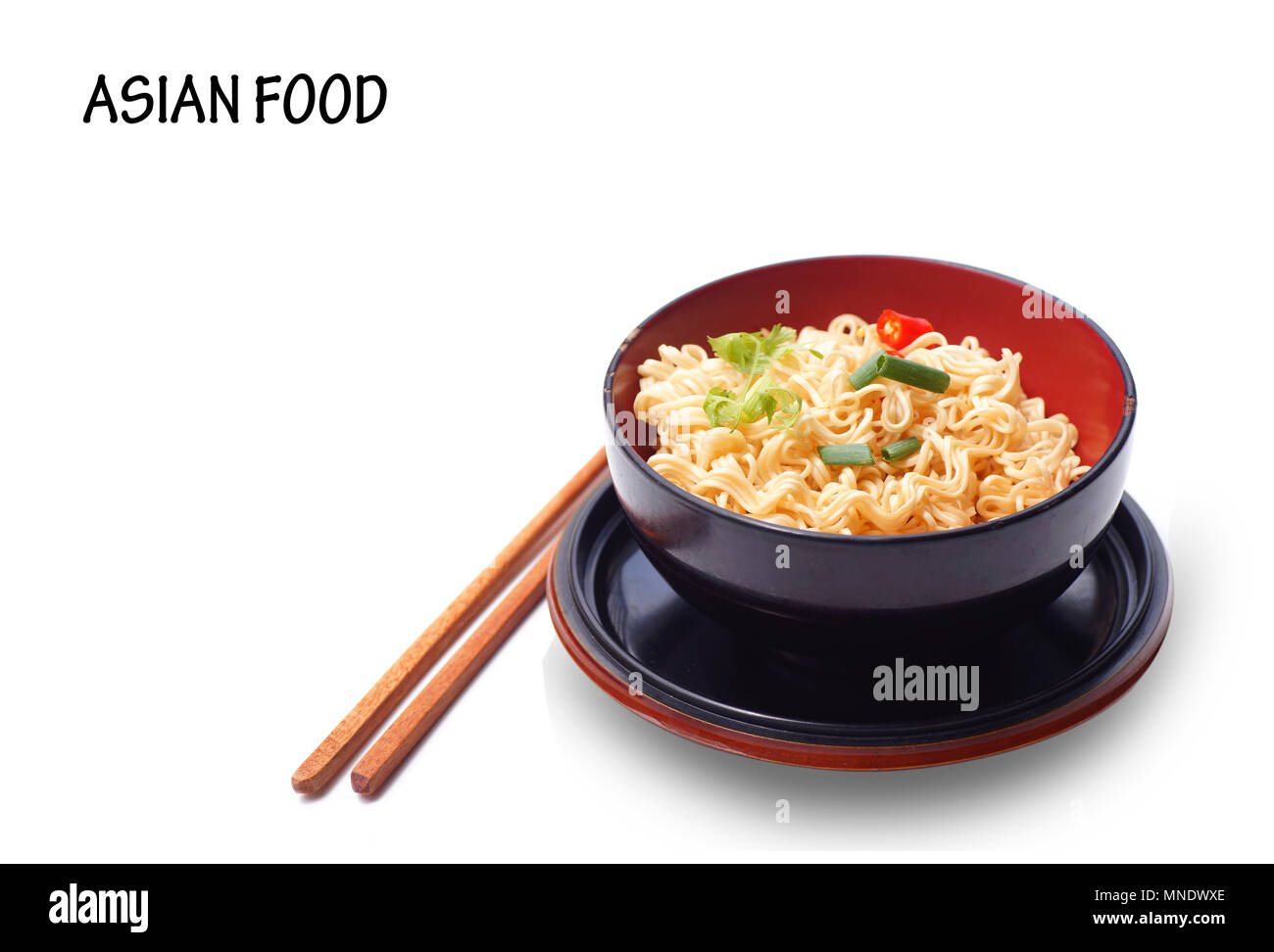 Instant noodles in bowl isolated on white background Stock Photo - Alamy