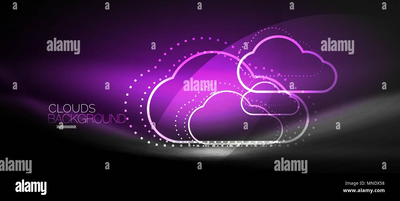 Vector cloud computing, storage concept. Vector cloud computing, storage concept, neon digital ...