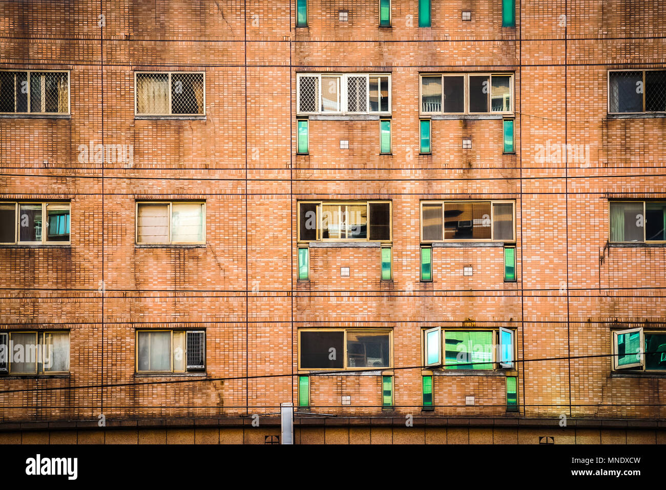 apartment window and wall at day in the Taipei city, Taiwan ...