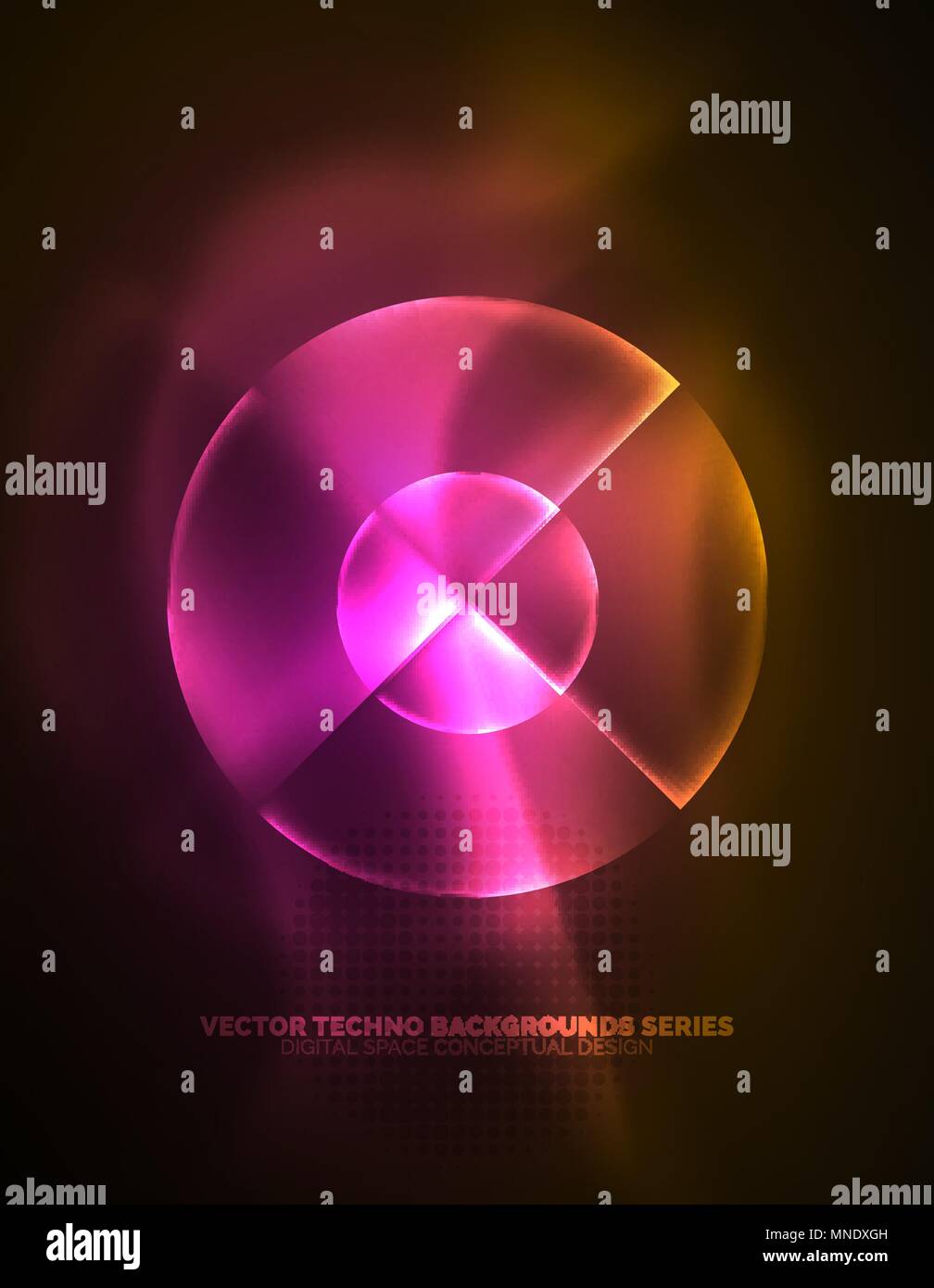 Circular glowing neon shapes, techno background. Circular glowing neon ...