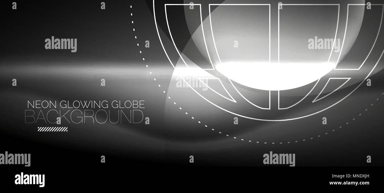 Techno globe concept, neon glow planet. Techno globe concept, neon glow ...