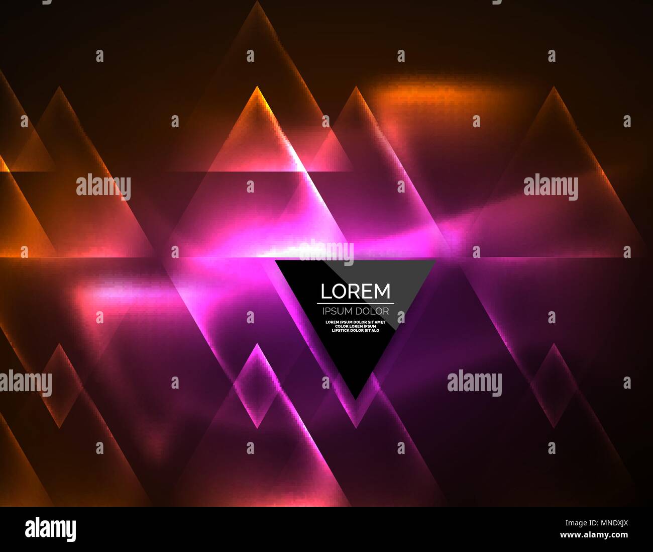 Color neon glowing triangles, abstract background. Color neon glowing ...