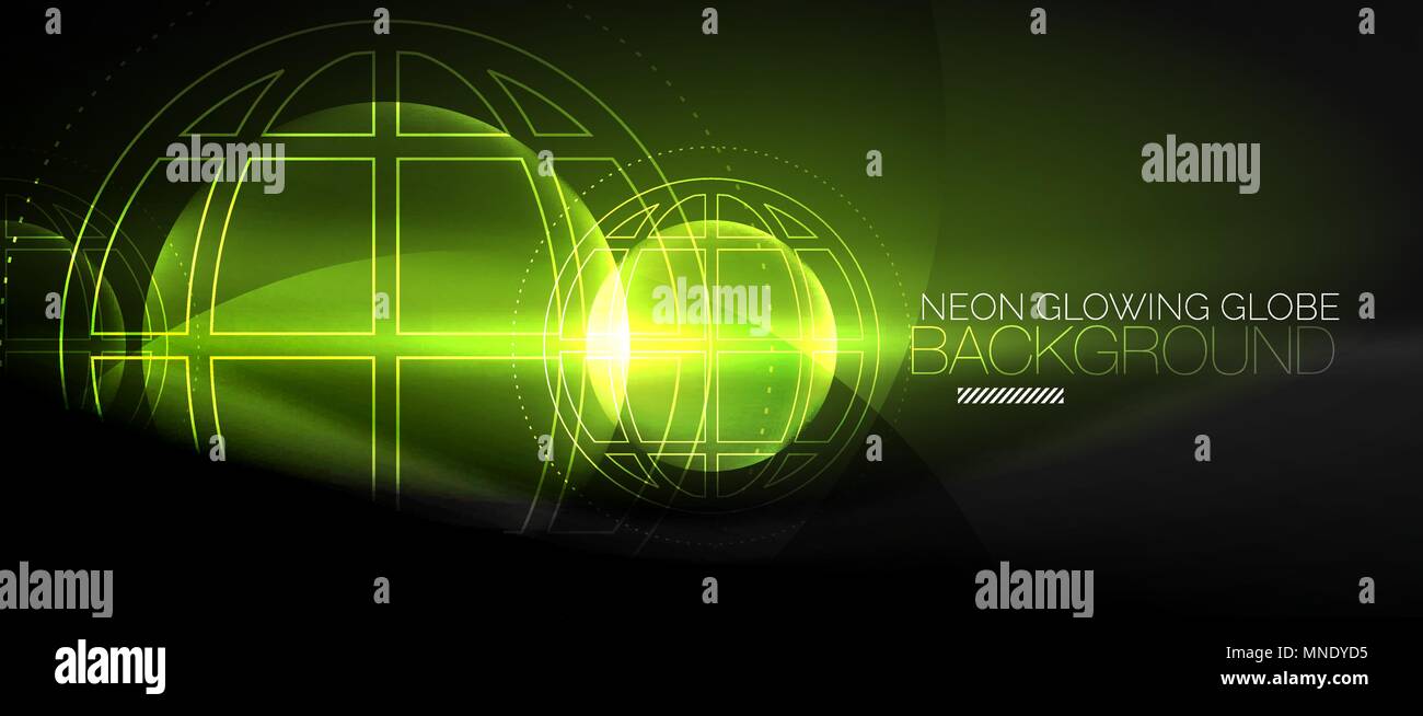 Techno globe concept, neon glow planet. Techno globe concept, neon glow ...