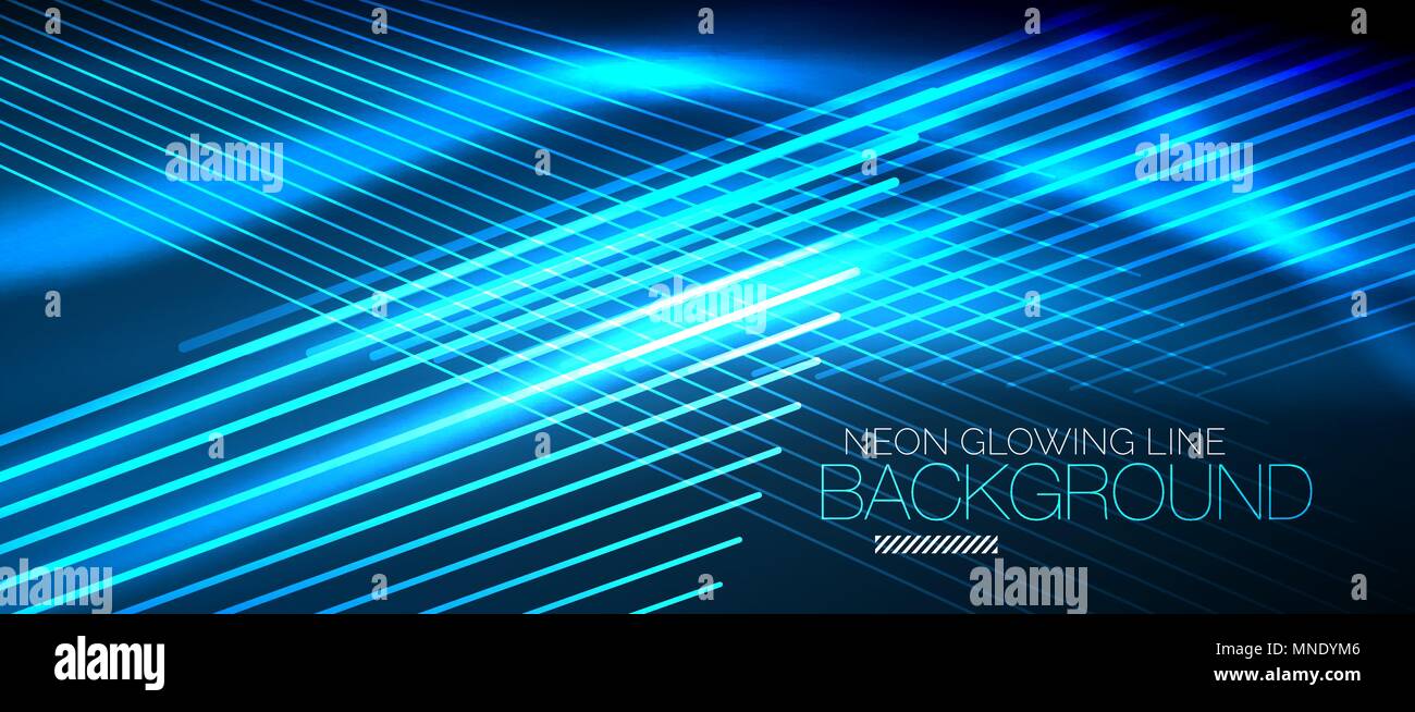 Neon smooth wave digital abstract background. Neon blue vector smooth ...