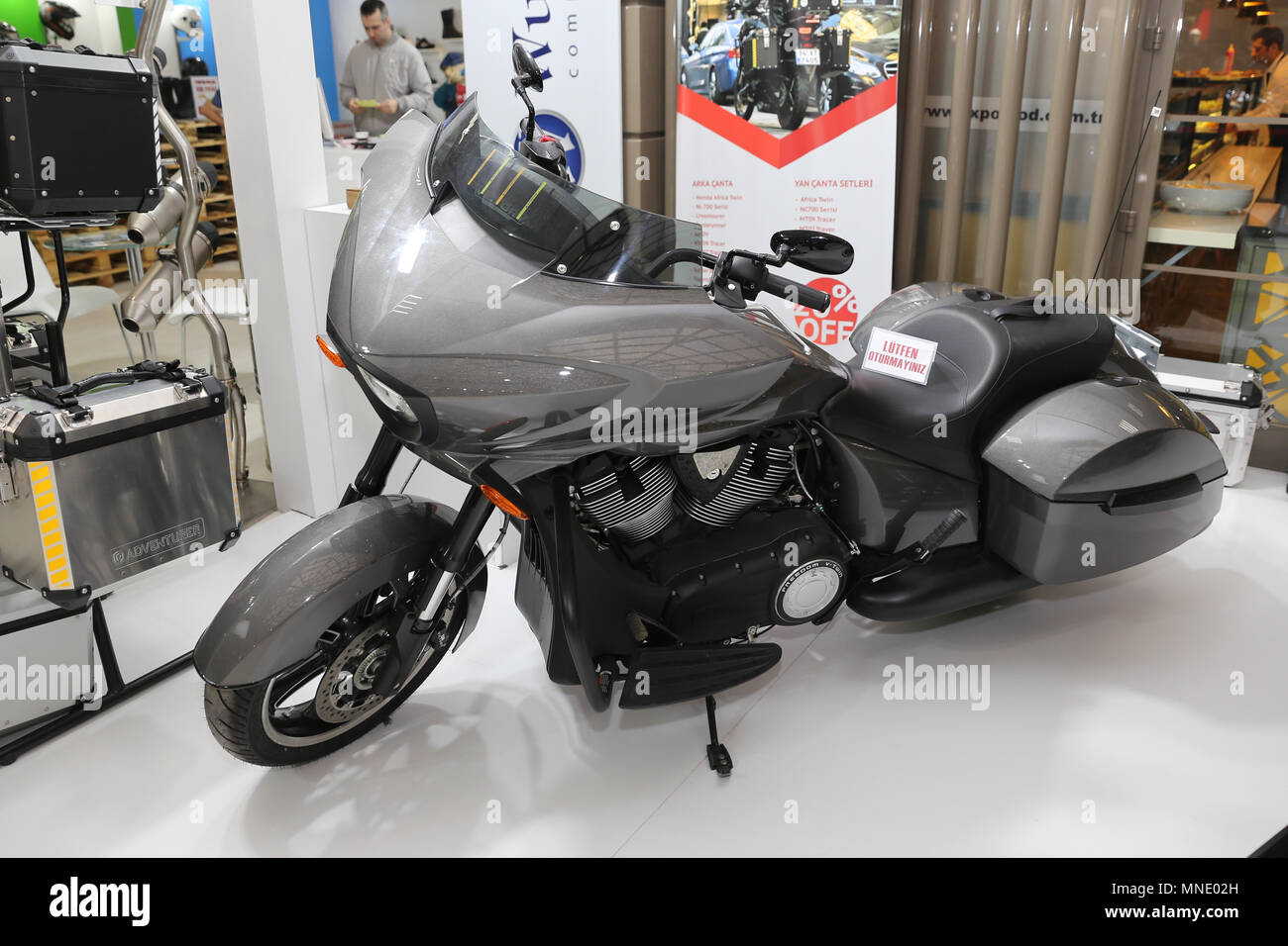 ISTANBUL, TURKEY - FEBRUARY 25, 2018: Victory Motorcycle on display at ...