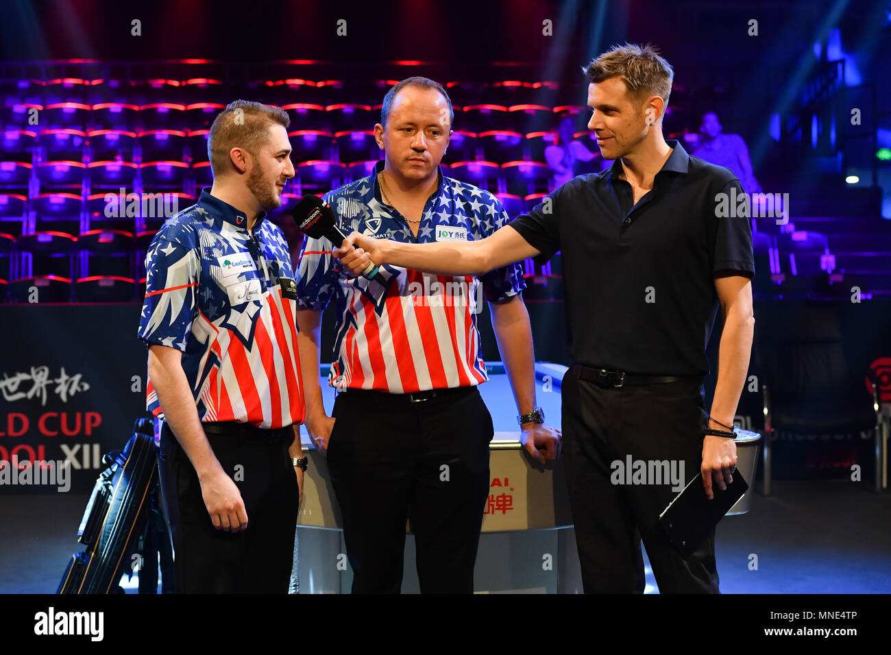 Shanghai, China. 16th May, 2018. USA's Shane van Boening and Skyler ...