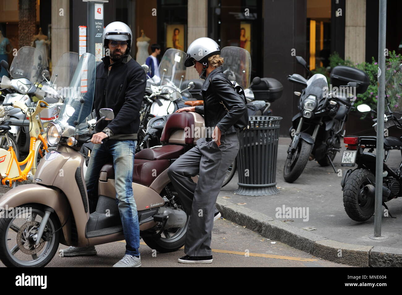 Milan, Simone Giancola and Veridiana Malmann on the motorbike Former ...