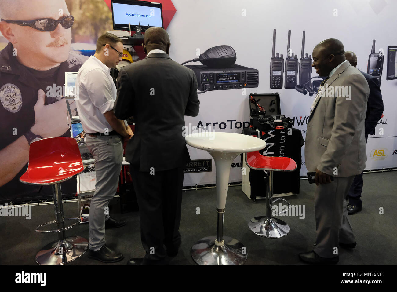 A military delegation from Africa are shown communication system ...