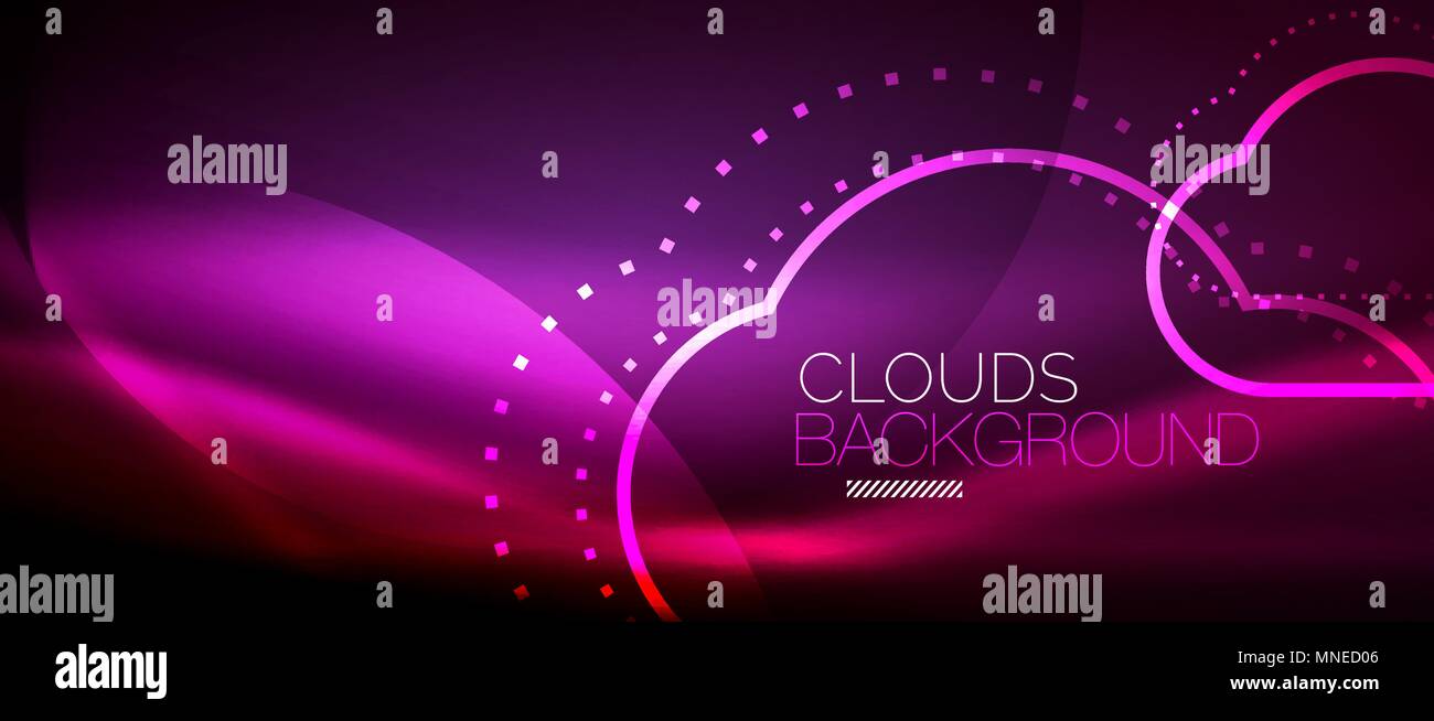 Vector cloud computing, storage concept. Vector purple cloud computing, storage concept, neon ...