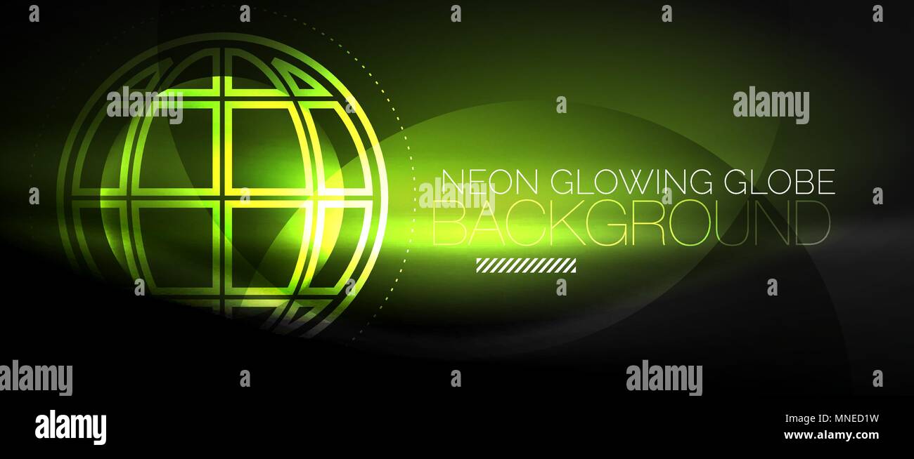 Techno globe concept, neon glow planet. Techno globe concept, neon glow ...