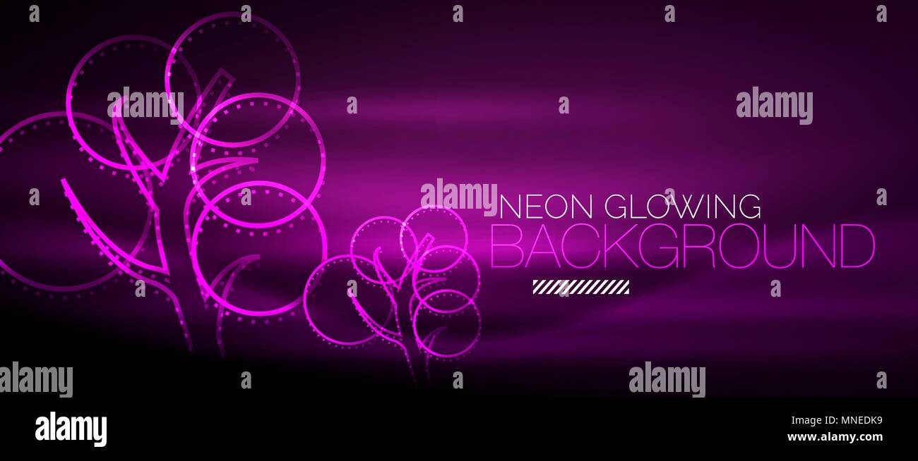 Vector neon glowing tree background. Vector neon glowing tree, nature ...