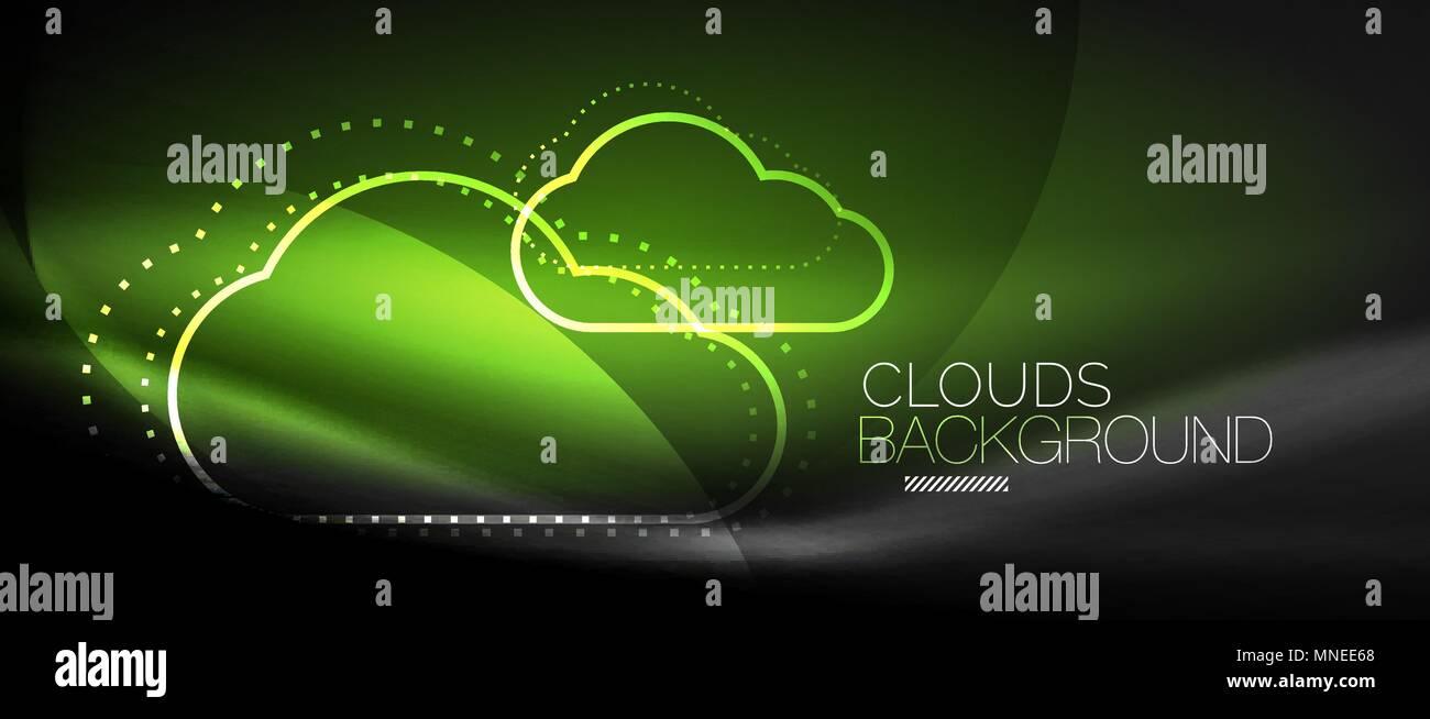 Vector cloud computing, storage concept. Vector cloud computing, storage concept, neon digital ...