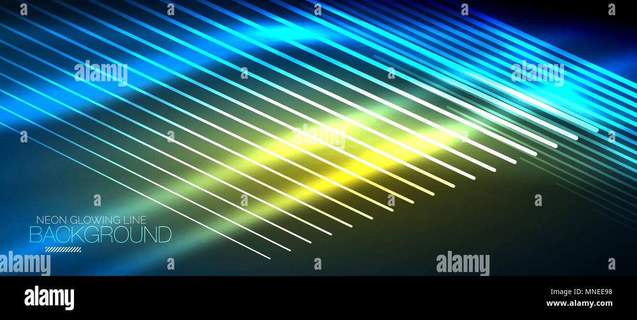 Neon smooth wave digital abstract background. Neon blue vector smooth ...