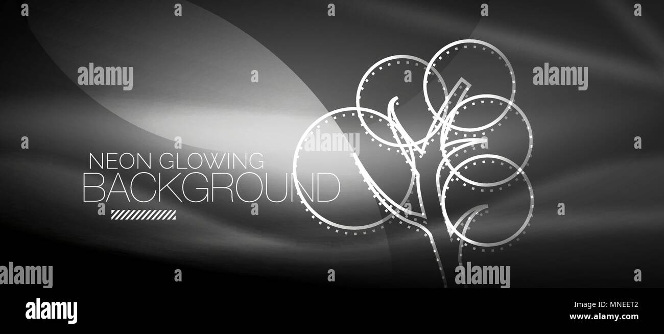 Vector neon glowing tree background. Vector neon glowing tree, nature ...