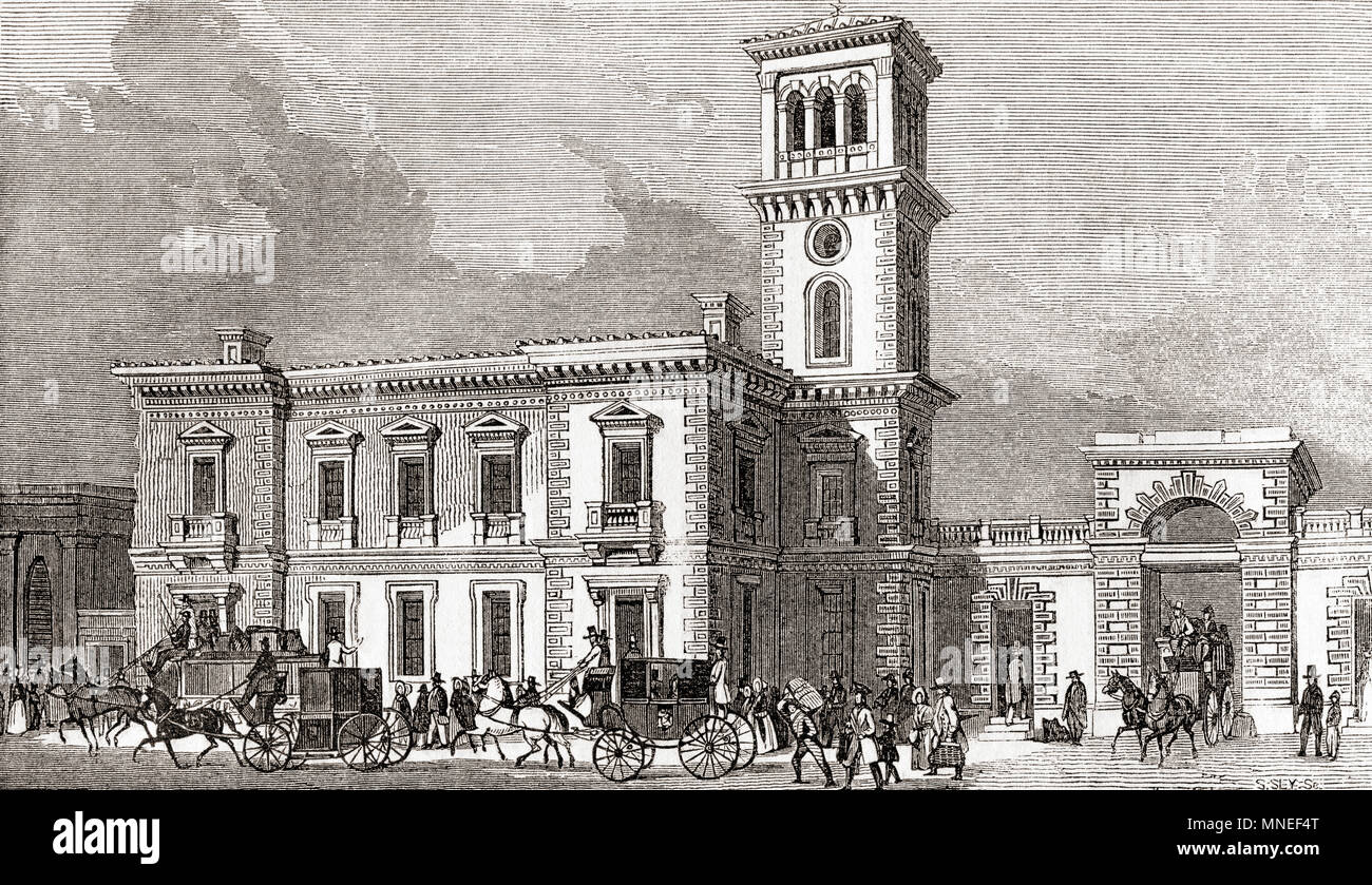 The London Bridge railway station, London, England in the 19th century ...