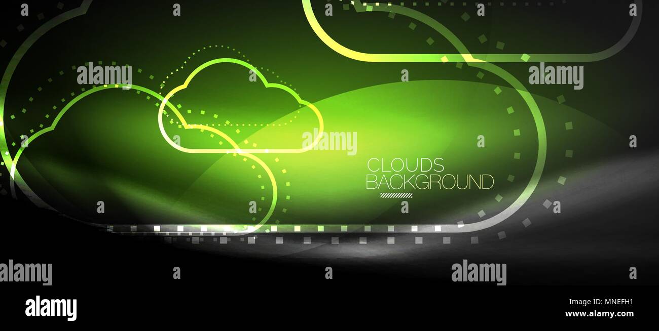 Vector cloud computing, storage concept. Vector cloud computing, storage concept, neon digital ...