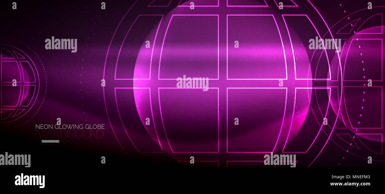 Techno globe concept, neon glow planet. Techno globe concept, neon glow ...