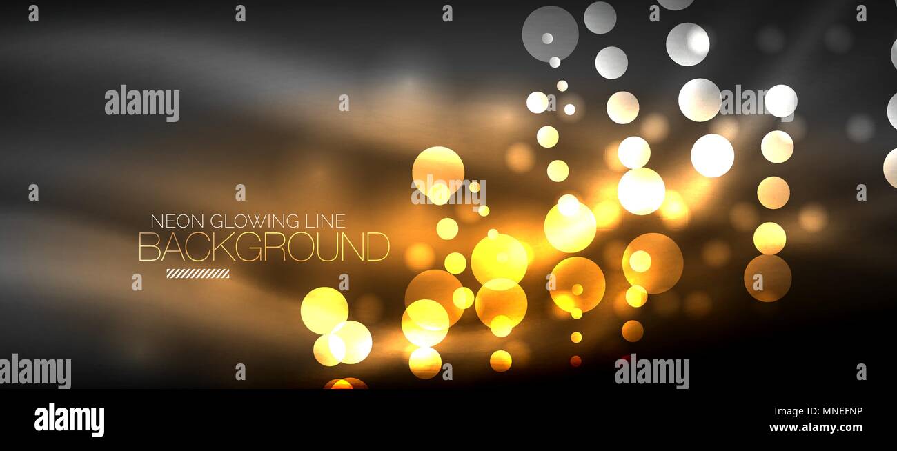 Circle abstract lights, orange neon glowing background. Circle abstract ...