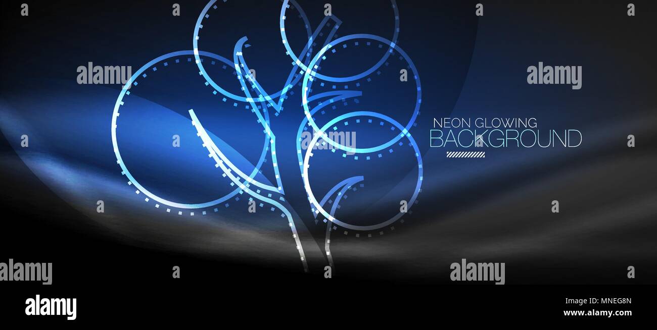 Vector neon glowing tree background. Vector neon glowing tree, nature ...