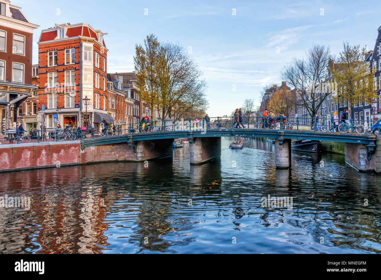 Amsterdam, Netherlands - November 17, 2017: Bridge In Amsterdam Stock ...