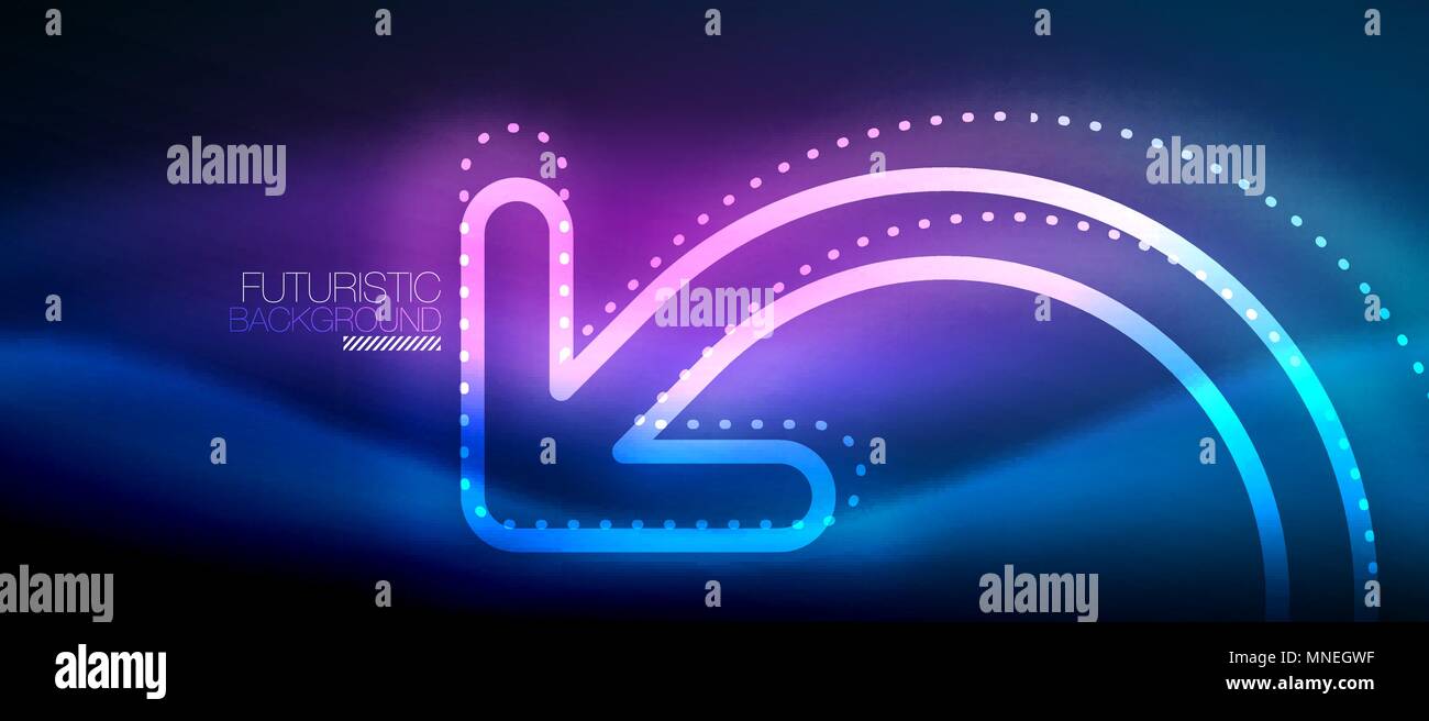 Techno neon glowing arrow background. Techno neon glowing arrow ...
