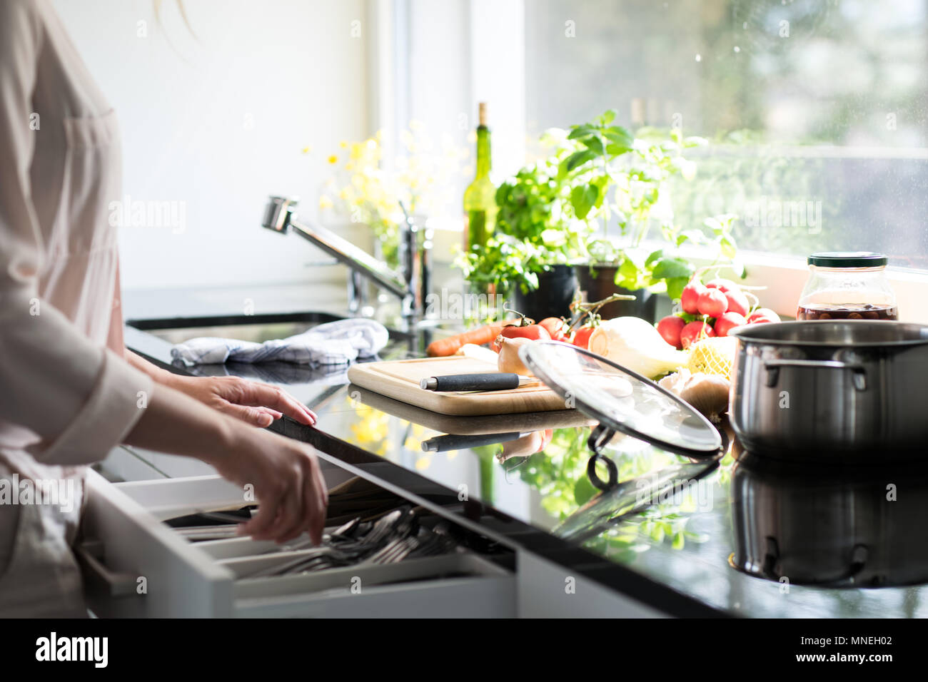 Home cooking vegetables in a modern kitchen Stock Photo - Alamy