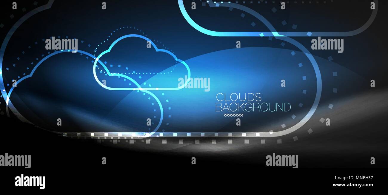 Vector Cloud Computing Storage Concept Vector Blue Cloud Computing Storage Concept Neon