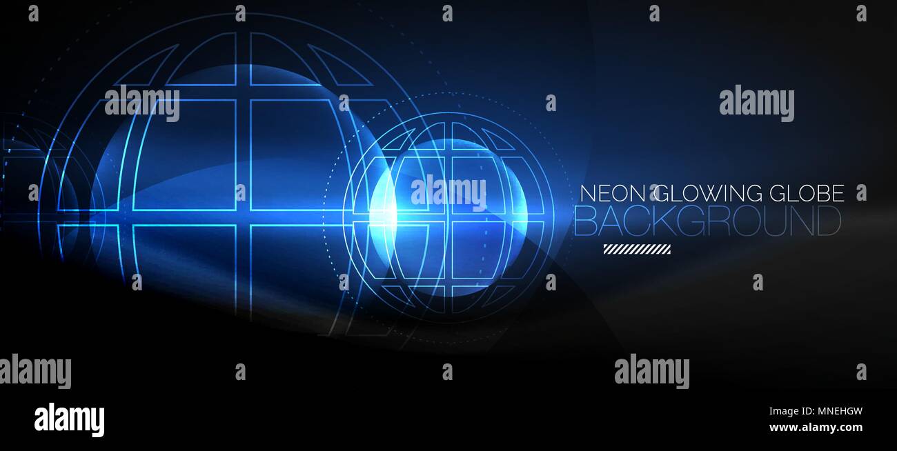 Techno globe concept, neon glow planet. Techno globe concept, neon glow ...