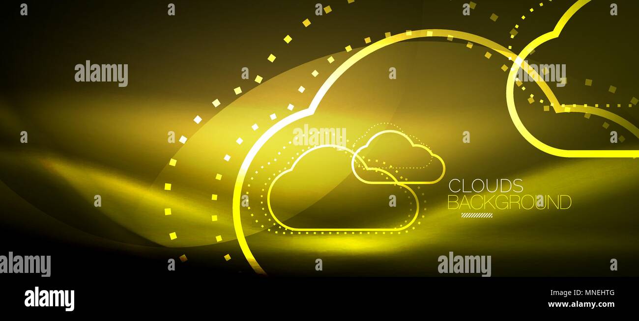 Vector cloud computing, storage concept. Vector yellow cloud computing ...