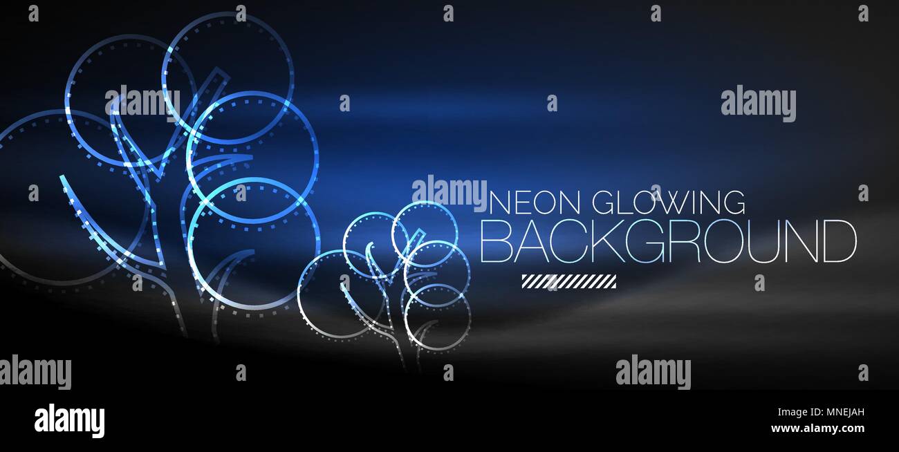Vector neon glowing tree background. Vector neon glowing tree, nature ...