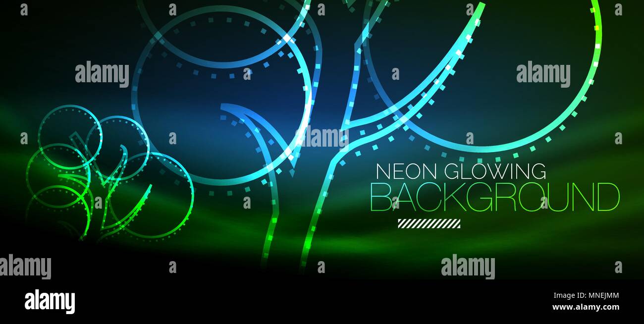 Vector neon glowing tree background. Vector neon glowing tree, nature ...