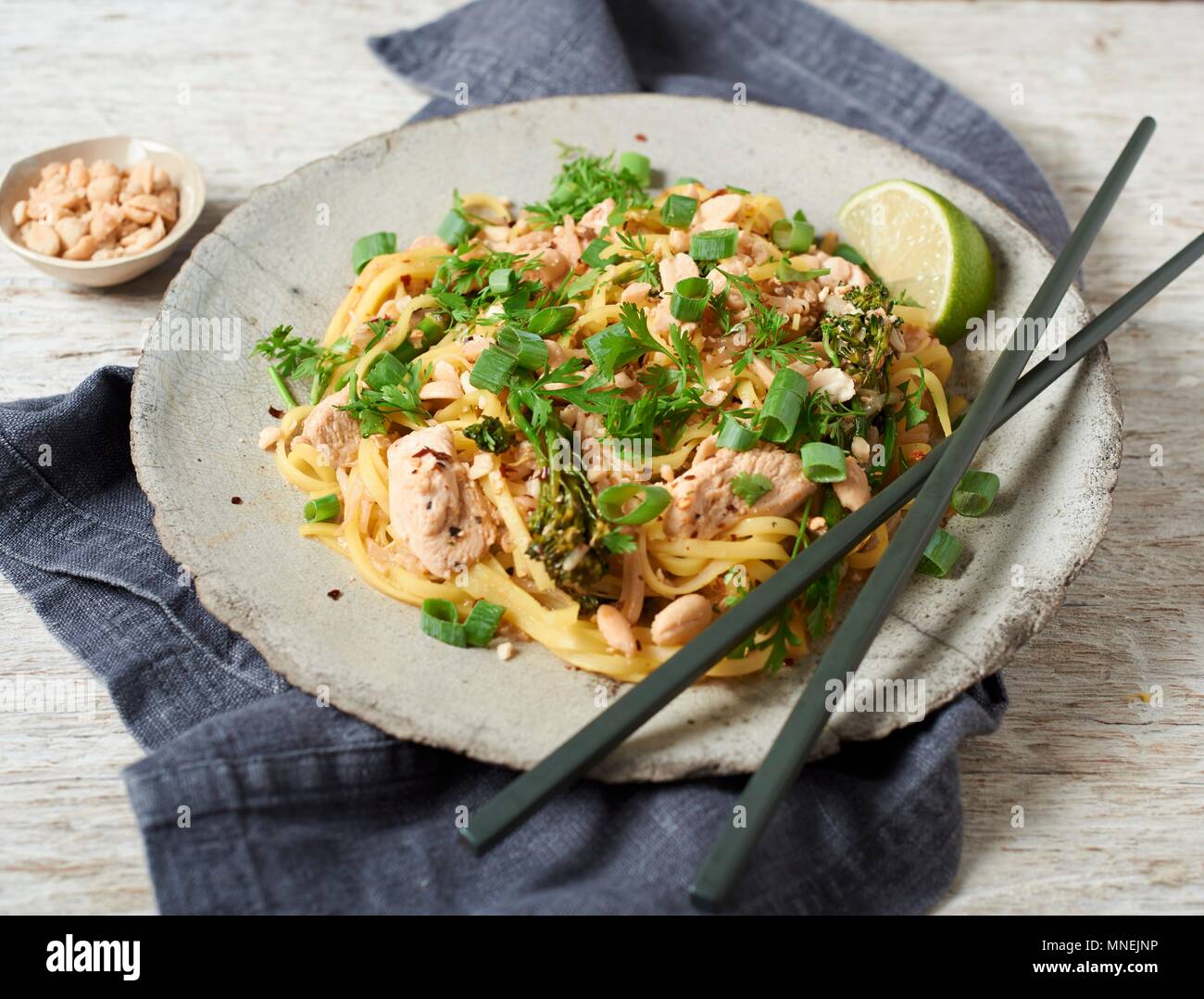 Pad Thai Piled High on a Plate Stock Photo - Alamy