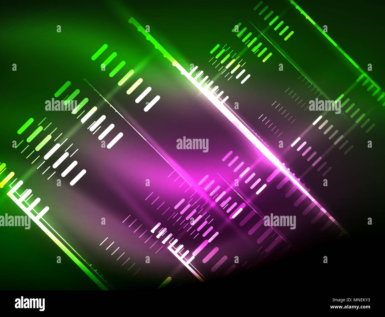 Futuristic neon lights on dark background, digital abstract techno ...