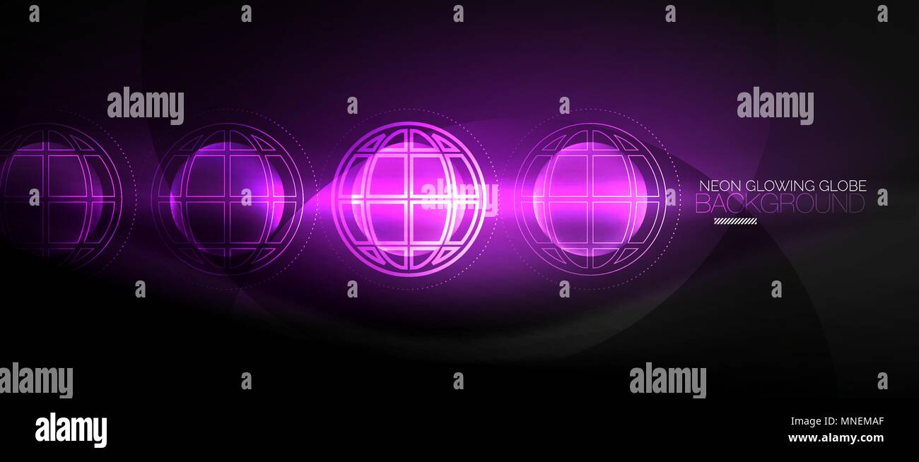 Techno globe concept, neon glow planet. Techno globe concept, neon glow ...