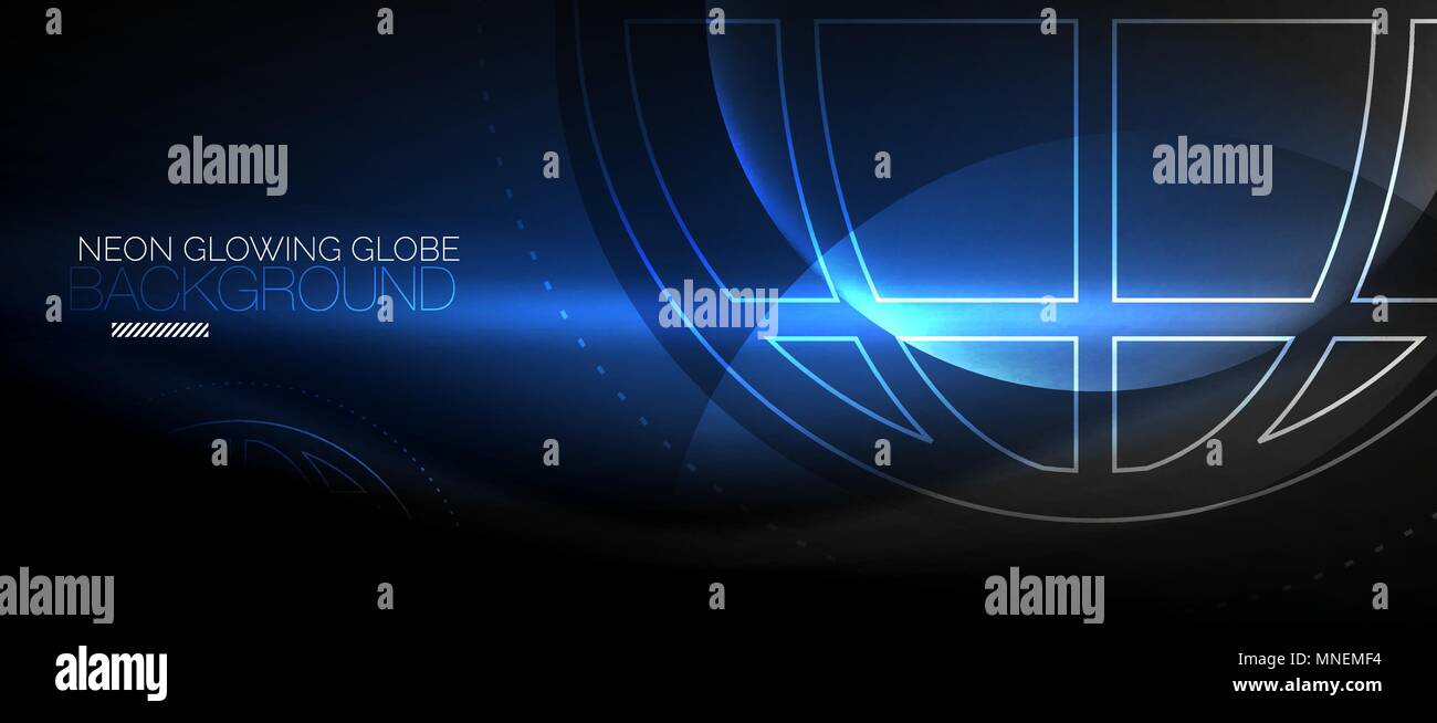 Techno globe concept, neon glow planet. Techno globe concept, neon glow ...
