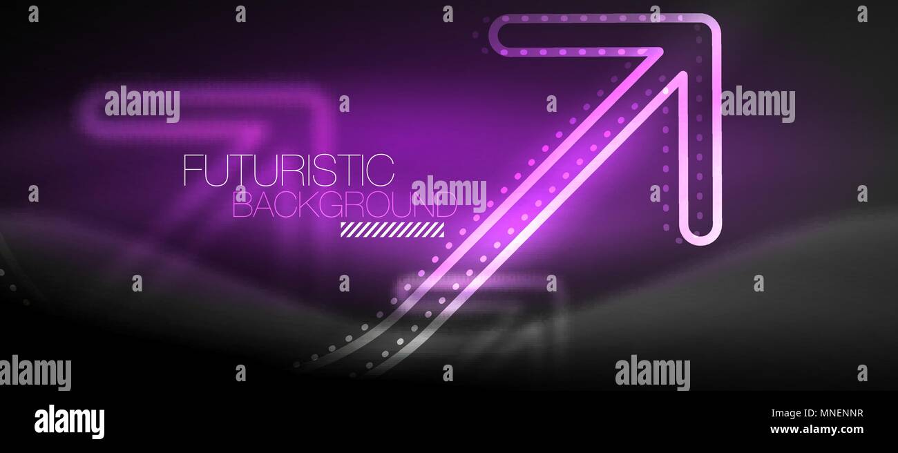 Techno neon glowing arrow background. Techno neon glowing arrow ...