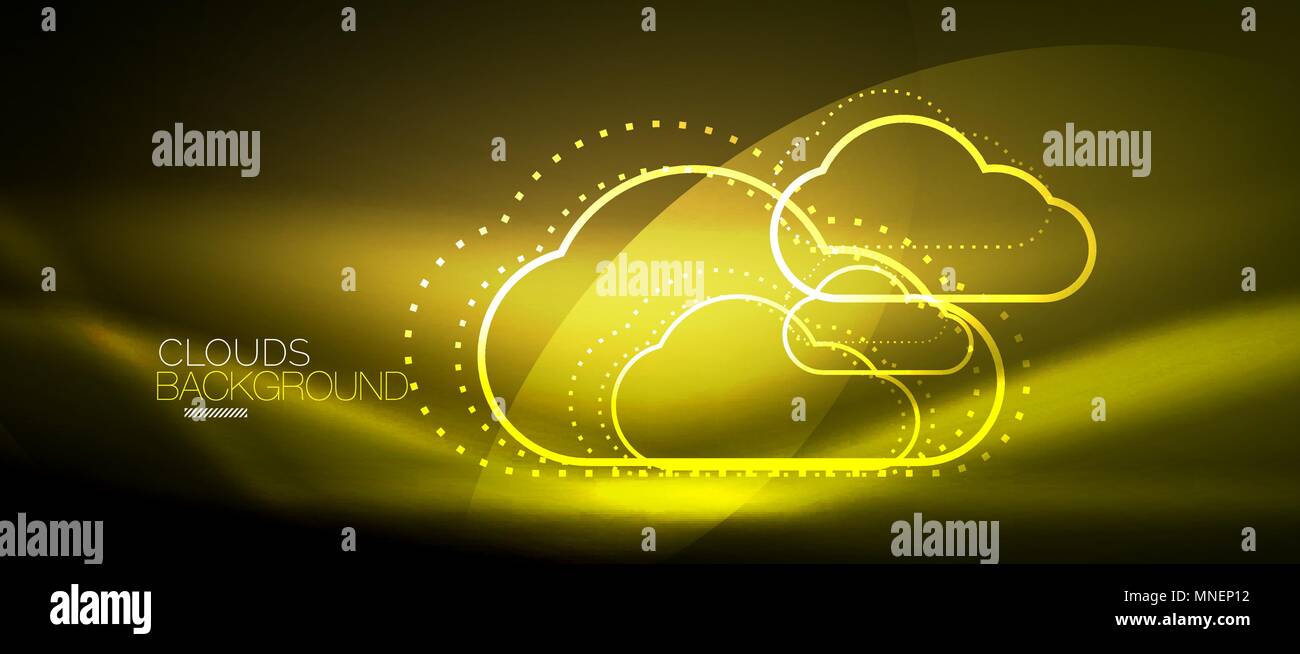 Vector Cloud Computing Storage Concept Vector Yellow Cloud Computing Storage Concept Neon
