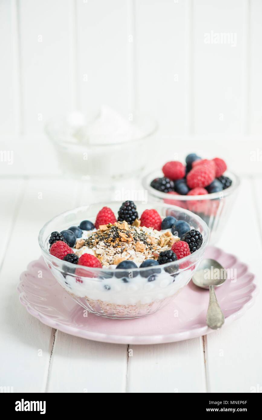 Muesli yogurt berries selective hi-res stock photography and images - Alamy