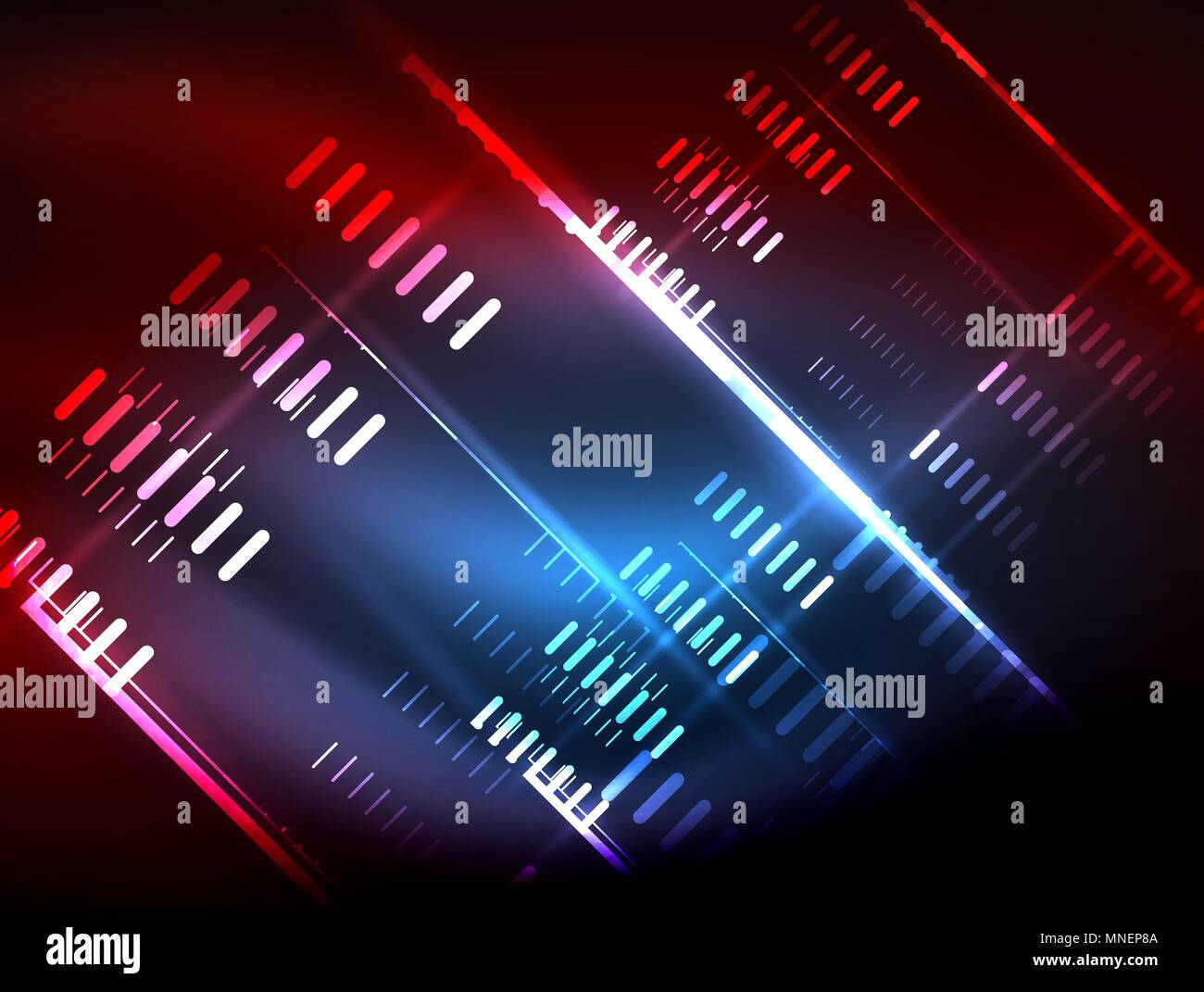 Futuristic neon lights on dark background, digital abstract techno ...