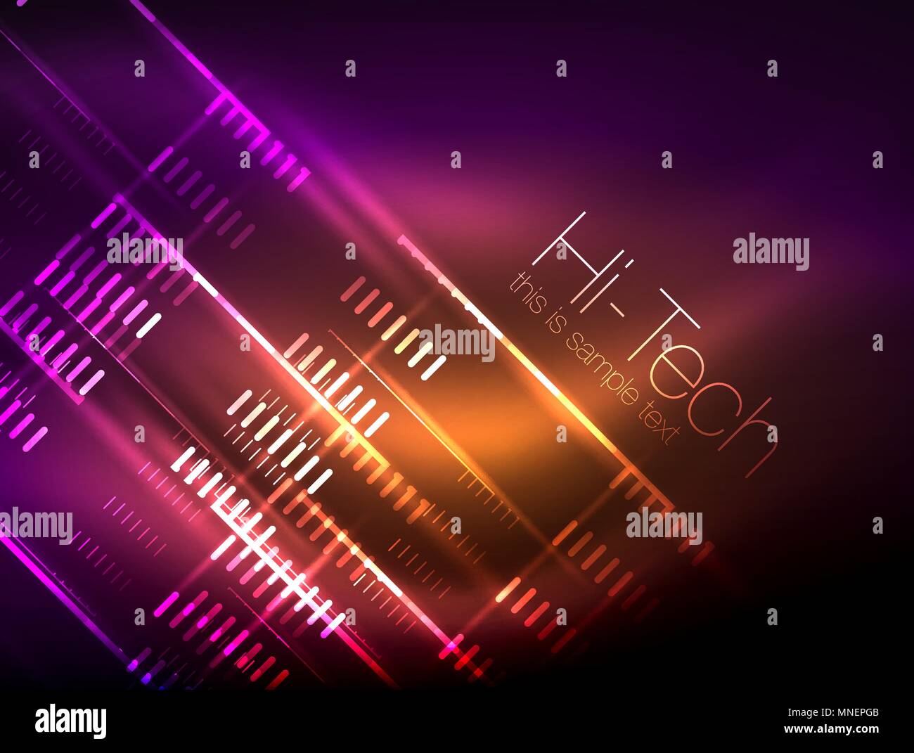 Futuristic neon lights on dark background, digital abstract techno ...
