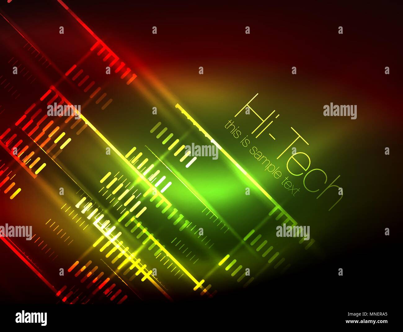 Futuristic neon lights on dark background, digital abstract techno ...