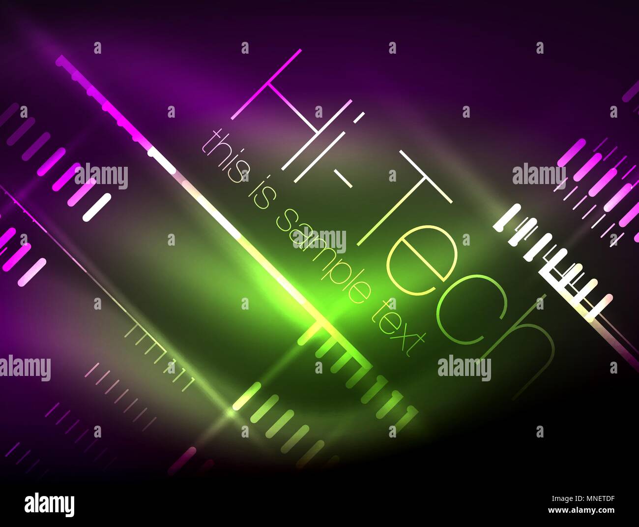 Futuristic neon lights on dark background, digital abstract techno ...