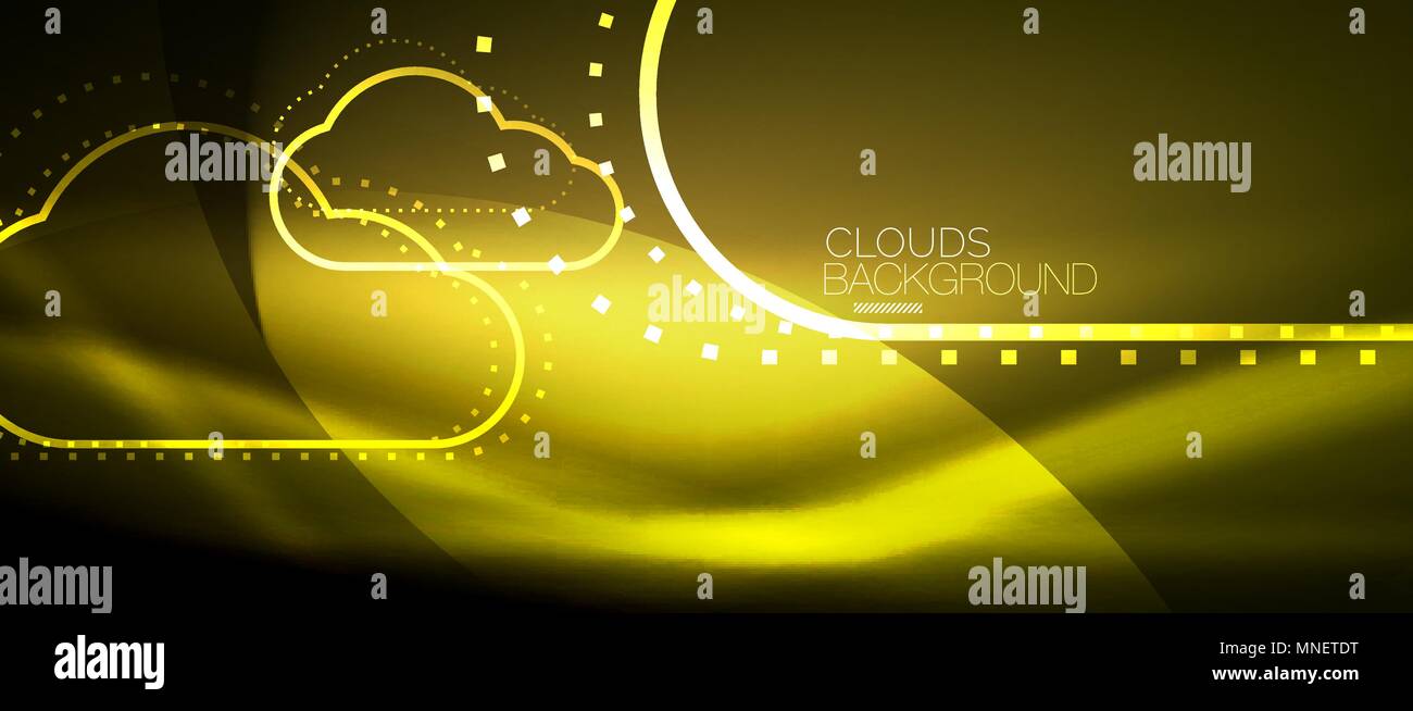 Vector Cloud Computing Storage Concept Vector Yellow Cloud Computing Storage Concept Neon