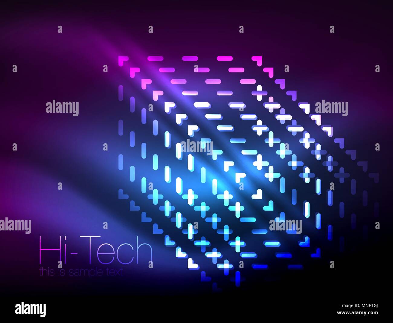 Futuristic neon lights on dark background, digital abstract techno ...