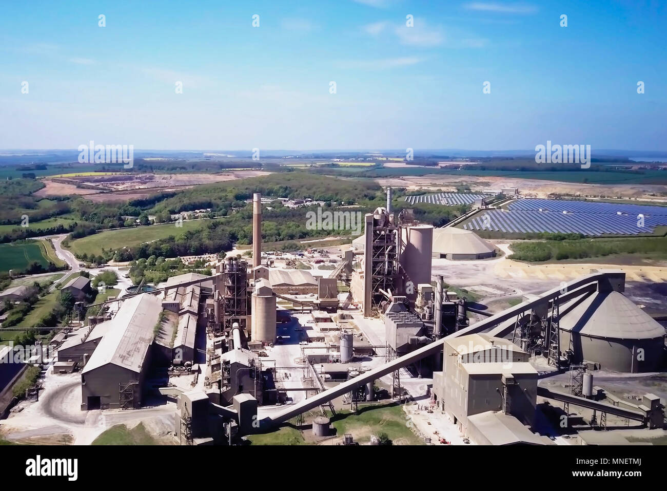 Large cement plant. The production of cement on an industrial scale in ...