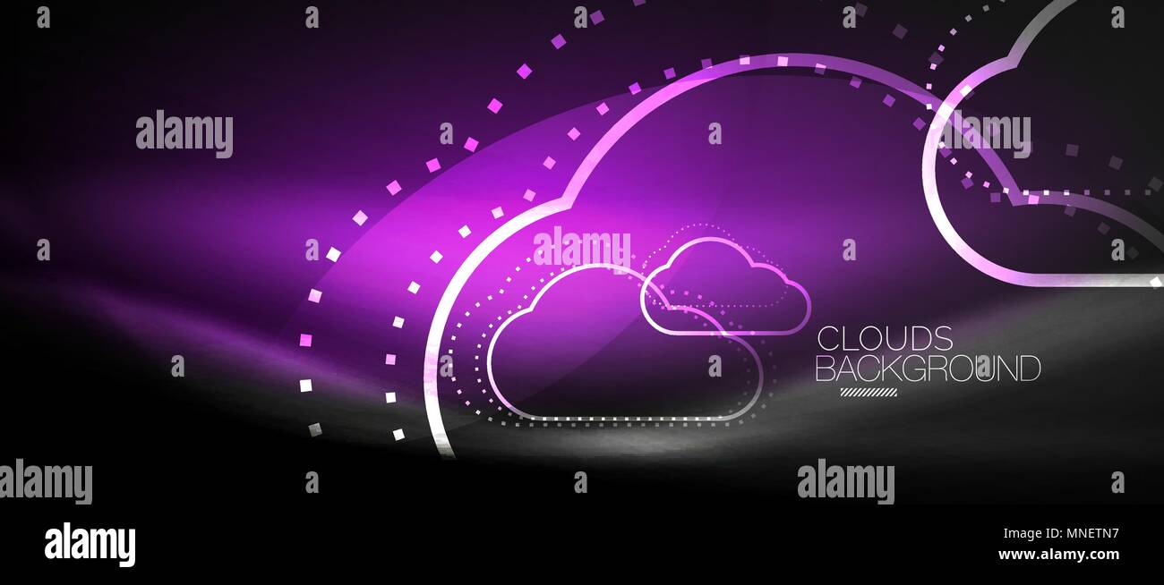 Vector cloud computing, storage concept. Vector cloud computing, storage concept, neon digital ...