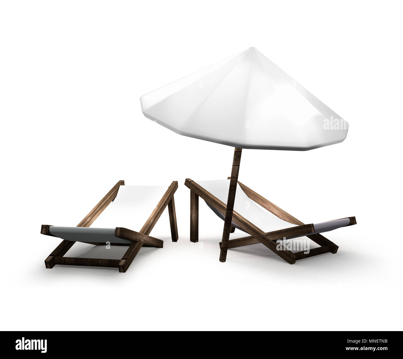 sunbathing sunbeds beach chairs 3d rendering Stock Photo - Alamy