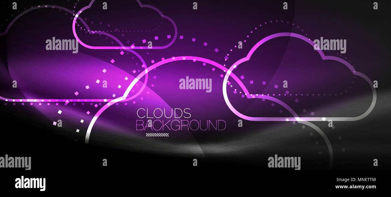 Vector cloud computing, storage concept. Vector cloud computing, storage concept, neon digital ...