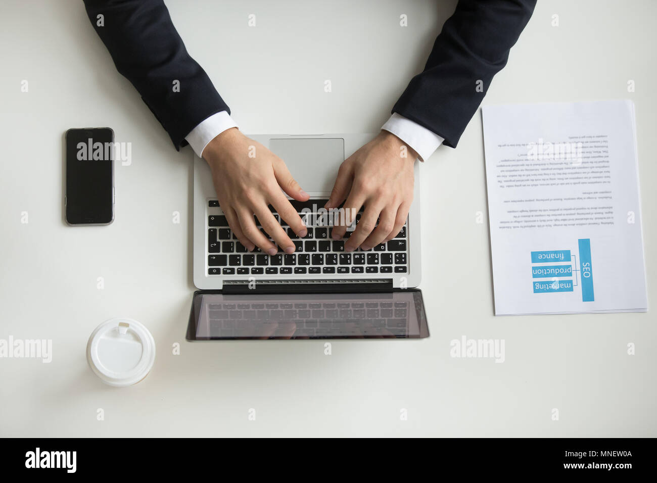 Top view workplace businessman typing hi-res stock photography and ...