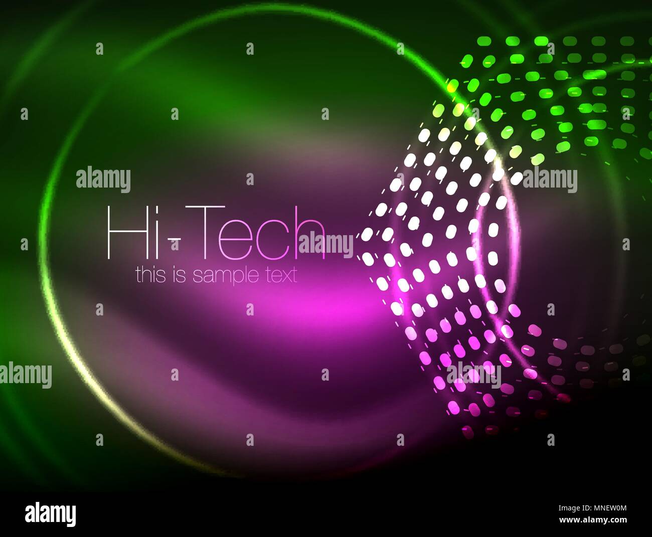 Glowing neon dotted shape abstract background, technology shiny concept ...